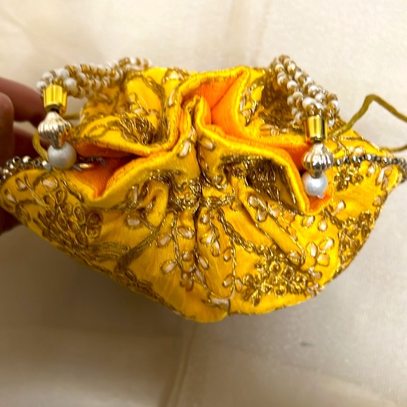 Bags | Indian Pakistani Potli Bag With Beaded Handles Color Yellow 154 ...